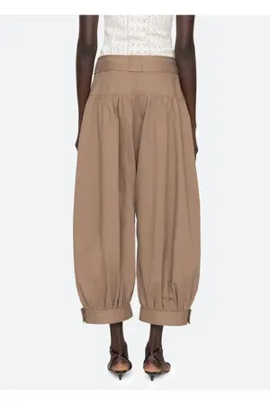 Sea Lois Twill Balloon Pants - Brown