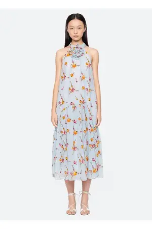 Sea Freya Printed Velvet Burnout Dress