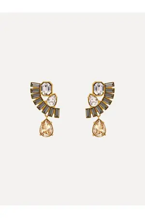 Oscar De La Renta Rhinestone Clip-on Earrings - Red