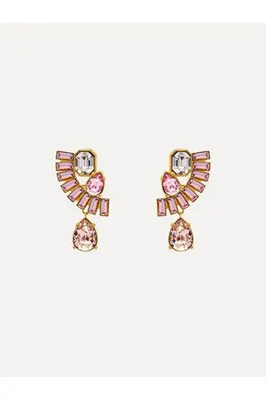 Oscar De La Renta Fan Rhinestone Clip-on Earrings - Red