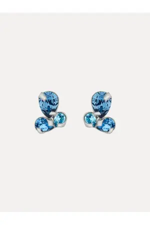 Oscar De La Renta Pear-cut Cluster Stud Earrings - Silver