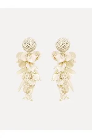 Oscar De La Renta Cascading Petal Drop Clip-on Earrings - Natural