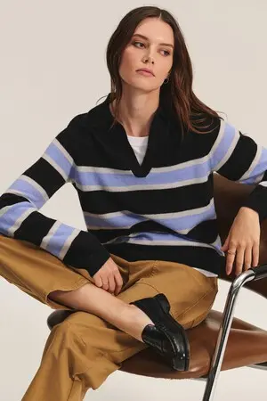 Velvet By Graham & Spencer Everlake Sweater Polo - Stripe