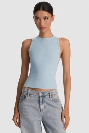 Alice + Olivia Allen Ribbed Tank Top - Blue