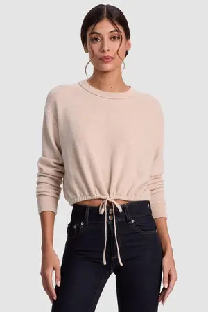 Alice + Olivia Bernetta Cropped Cashmere Pullover - Neutral
