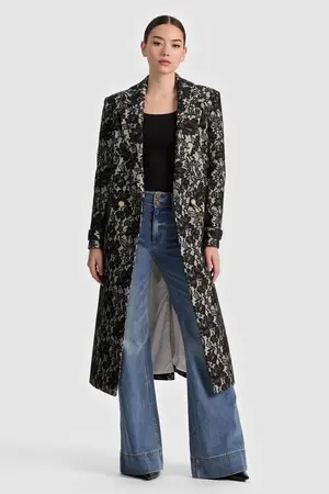 Alice + Olivia Jimmy Lace Tweed Trench Coat