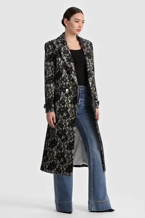 Alice + Olivia Jimmy Lace Tweed Trench Coat