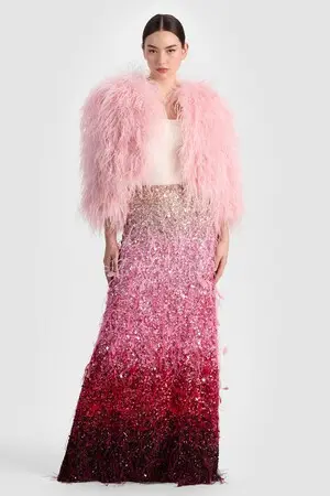 Alice + Olivia Ashton Feathered Maxi Skirt