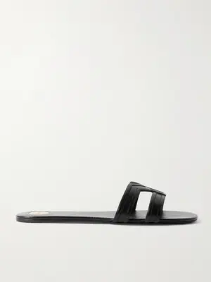 Saint Laurent Leather Slides - Black