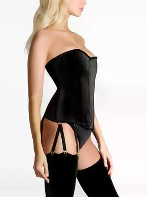 MAISON CLOSE Lace-up Garter Corset - Black