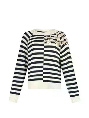 Liu Jo Striped Sweater With Stone Embroidery
