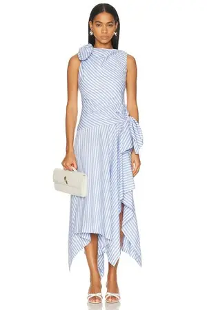 Monse Bow Drape Shirting Cascade Dress