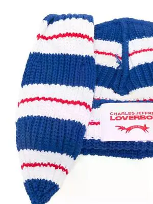 CHARLES JEFFREY Striped Beanie - Blue
