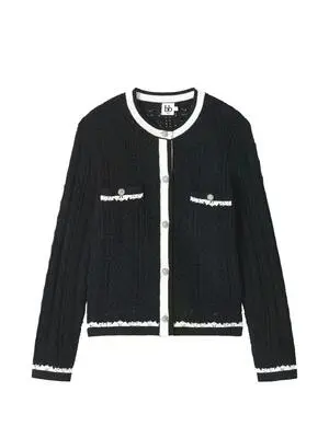 B+AB Contrasting-trim Cardigan - Black