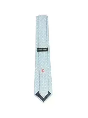 Giorgio Armani Aquamarine Dotted Jacquard Silk Neck Tie - Blue