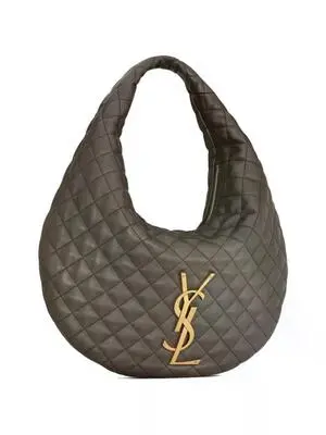 Saint Laurent Icare Quilted Logo Shoulder Bag - Grey