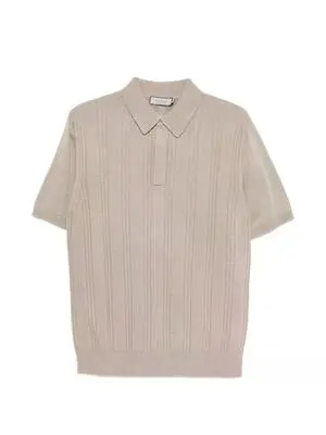 Canali Textured Knitted Polo Shirt