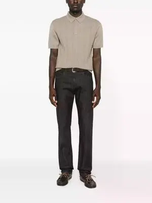 Canali Textured Knitted Polo Shirt