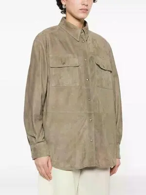 Brunello Cucinelli Leather Pocket Shirt - Neutrals