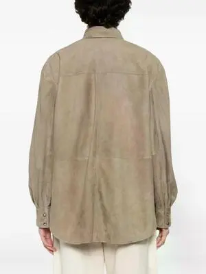 Brunello Cucinelli Leather Pocket Shirt - Neutrals