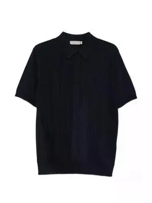 Canali Short-sleeve Knitted Polo Shirt - Blue