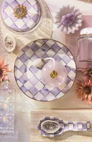 MACKENZIE-CHILDS Check Enameled Steel Dinner Plate - Violet