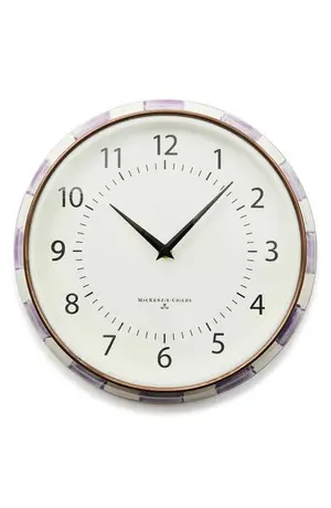 MACKENZIE-CHILDS Violt Check Enameled Steel School Wall Clock - Violet