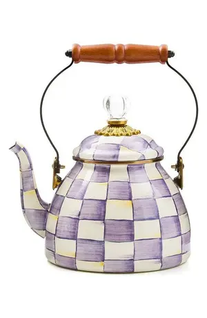 MACKENZIE-CHILDS Check Enameled Steel 2-quart Tea Kettle - Violet