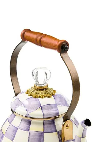 MACKENZIE-CHILDS Check Enameled Steel 2-quart Tea Kettle - Violet
