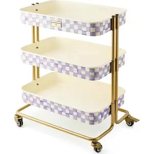 MACKENZIE-CHILDS Check Enameled Steel 3-tier Kitchen Cart - Violet