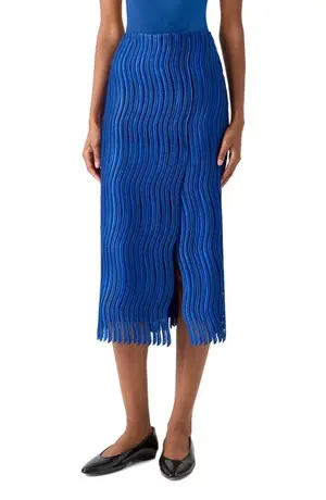 Akris Techno Lace Midi Pencil Skirt - Lapis Blue