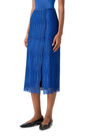 Akris Techno Lace Midi Pencil Skirt - Lapis Blue