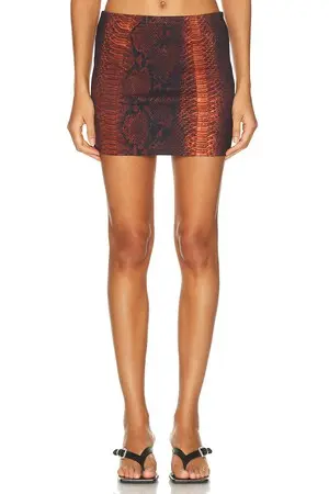 Jean Paul Gaultier Cotton Ribbed Printed Python Mini Skirt