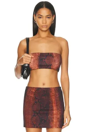 JEAN PAUL GAULTIER Cotton Ribbed Printed Python Bra Top