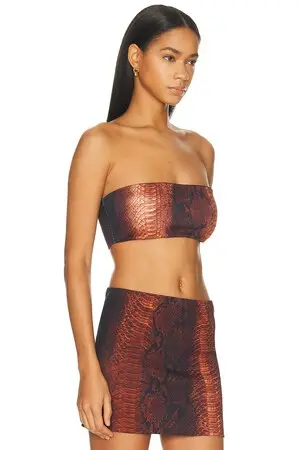 JEAN PAUL GAULTIER Cotton Ribbed Printed Python Bra Top