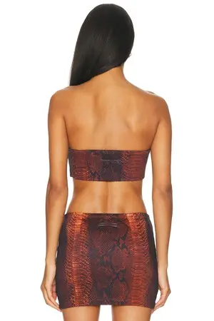 JEAN PAUL GAULTIER Cotton Ribbed Printed Python Bra Top