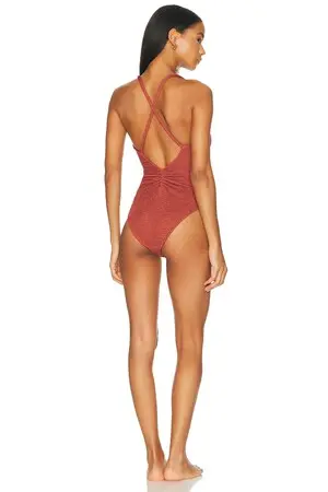 Hunza G Bette Swimsuit Metallic Rosewood