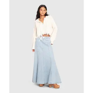 BELLE & BLOOM Flared Maxi Skirt - Stonewash