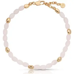 Ettika Freshwater Pearl And Cubic Zirconia Anklet - Rose Quartz
