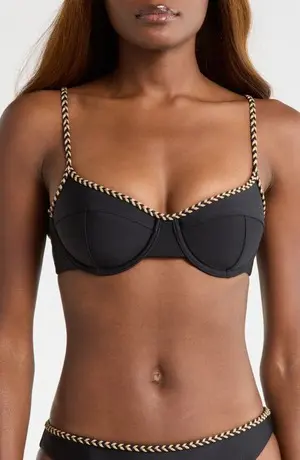 Ramy Brook Mona Braided Underwire Bikini Top - Black