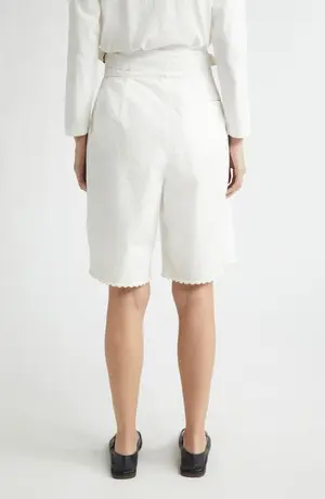 BODE Closerie Embroidered Pleated Cotton Shorts