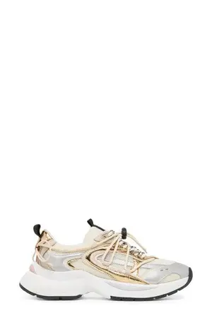 Dolce Vita Selmar Lace-up Sneakers - Silver/gold Leather
