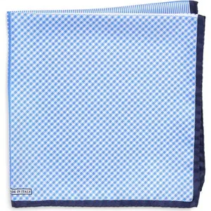 Nordstrom Panel Silk Pocket Square Blue