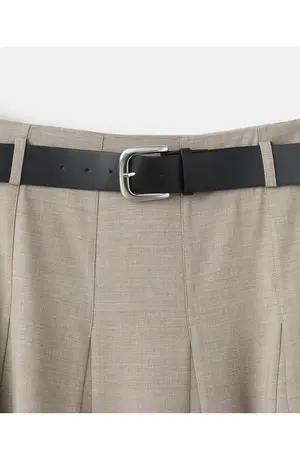 Mango Belted Godet Pleat A-line Skirt - Grey