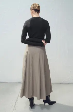 Mango Belted Godet Pleat A-line Skirt - Grey