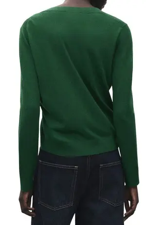 Mango V-neck Sweater - Dark Green