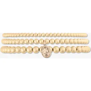 CUFFED BY NANO St. Christopher Bead Bracelet Stack - Gold