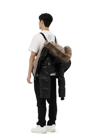 ALPHA STYLE Kudu Detachable Double Hood Puffer - Black