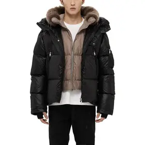 ALPHA STYLE Kudu Detachable Double Hood Puffer - Black