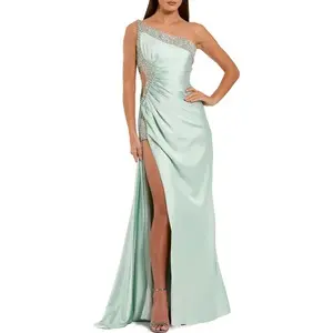 Mac Duggal One-shoulder Embellished Gown With Cut Out And Slit